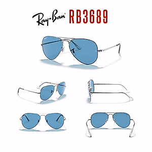 Ray-Ban Aviator Metal II RB3689 004/S2 62MM Gunmetal/Blue Polarized Aviator Sunglasses for Men for Women + BUNDLE With Designer iWear Eyewear Kit