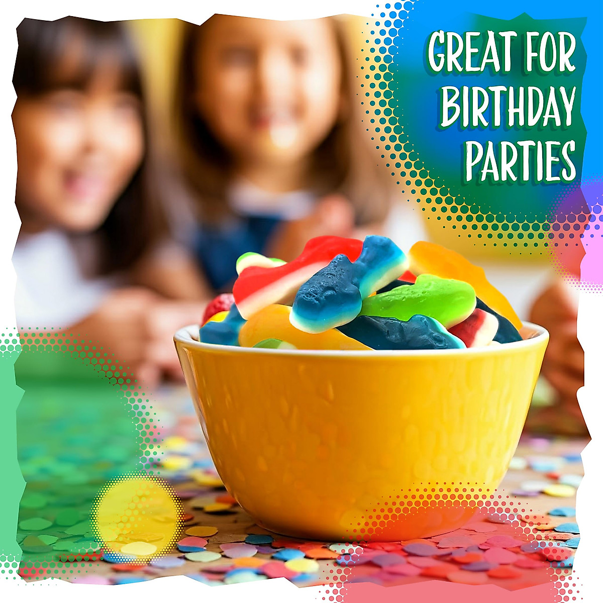 Gummy Sharks Candy | 1-Pound Bag | Assorted Flavors - Blue Raspberry, Lemon, Lime, Cherry