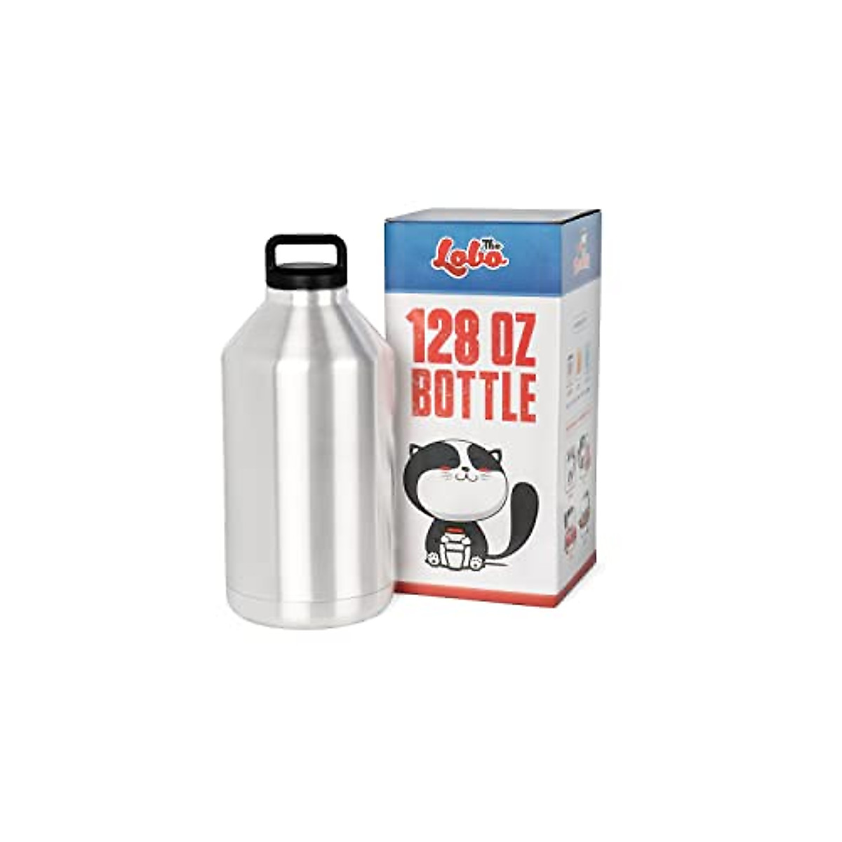 128 OZ BPA-Free Lid Stainless-Steel Insulated Metal Water Bottle Thermos | 24 HR Temperature Retention Hot And Cold | Portable For Outdoor Travel | Leakproof Coffee Carafe Container | The Lobo