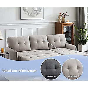 INFINI FURNISHINGS Reversible Storage Chaise Lounge 84" Wide Sectional Sofa with Pull Out Sleeper Bed, Dark Gray