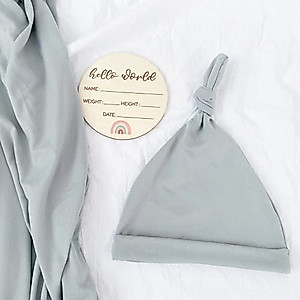 Rupert & Friends - Soft Newborn Swaddle Set Boy - Premium 5 Piece Set Including Receiving Blanket and Hello World Newborn Sign - Keep Your Newborn Safe and Warm in a Baby Muslin Blankets