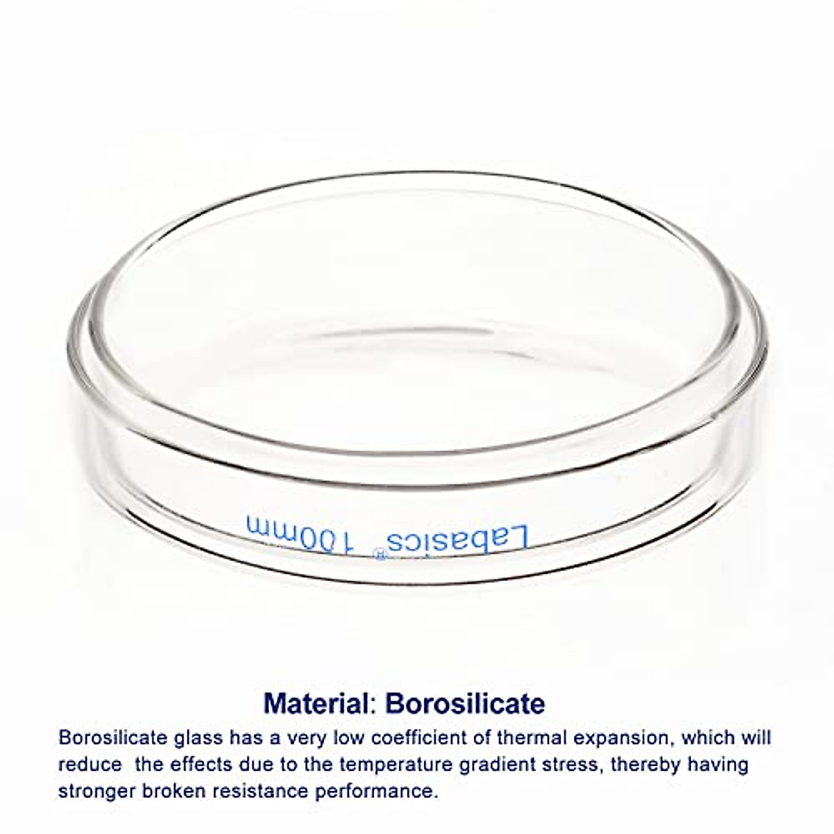 Labasics 10pk Glass Petri Dishes, 100x20 mm Autoclavable Borosilicate Glass Cell Culture Dishes Petri Dishes with Clear Lid for Laboratory