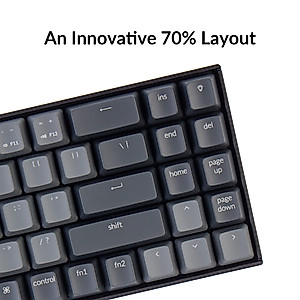 Keychron K14 70% Layout 72 Keys Bluetooth Wireless/USB Wired Mechanical Gaming Keyboard for Mac with Gateron G Pro Red Switch/Multitasking/White LED Backlight Computer Keyboard for Windows Laptop