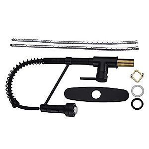 Kemino Matte Black LED Kitchen Faucet with Pull Down Sprayer, Lead-Free Solid Brass Spring Kitchen Sink Faucet with LED Light Commercial with Deck Plate (Matte Black)