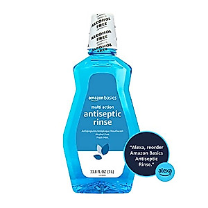 Amazon Basics Multi Action Antiseptic Rinse, Alcohol Free, Fresh Mint, 1 Liter, 33.8 Fluid Ounces, 1-Pack (Previously Solimo)