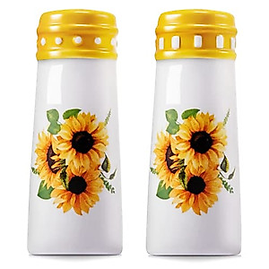 Sunflower Salt And Pepper Shakers - Farmhouse Cute Salt Pepper Shaker Set For Kitchen Table, Sunflower Kitchen Decor Accessories - Large Seasoning Shakers Bottle Set, Unique Collectable Gifts
