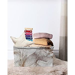 Storage Bins Squirrel Hold Pinecone Storage Box Foldable Storage Basket for Shelves Storage Cubes Bin for Organizing Closet Nursery Toy Organizers with Handles