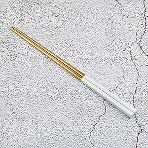 5 Pairs Fashionable and exquisite Korean stainless steel chopsticks (White+Gold)