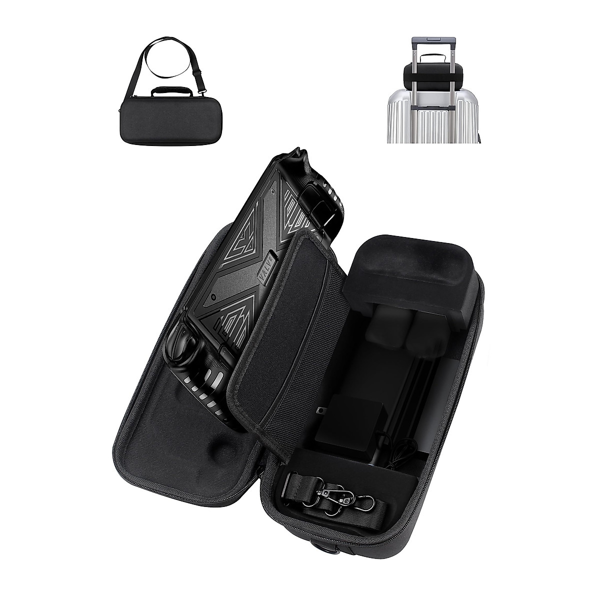 Updated Large Carrying Case for Steam Deck with Ultra-thickness Joystick Topcover,Travel Case with Removable Holder for Steam Deck Console & Accessories-Carry Case with Elastic Strap & Backpack Strap