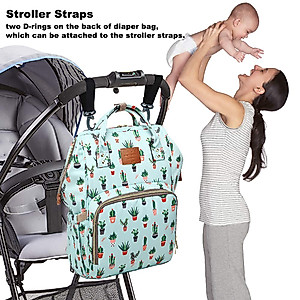 FEWOFJ Cactus Diaper Bag Backpack, Women Waterproof Travel Nappy Bag for Baby Care