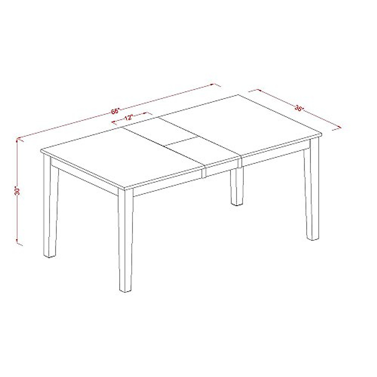 East West Furniture NIDA6-BMK-W Dining Set, 6-Piece