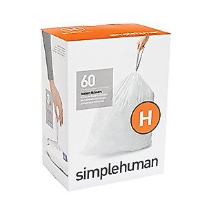 simplehuman Code H, Custom Fit Bin Liners, 240 Liners, White, 30-35 L