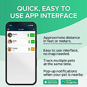 Cat Tailer Cat Tracker - Small and Lightweight Waterproof Bluetooth Pet Collar Attachment, 328 foot Range, Replaceable 6 Month Battery Life, Android/Apple iOS Compatible