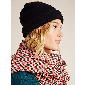 Moss Rose Beanie Hat for Men Women Cuffed Chunky Plain Skull Hats Unisex Winter Warm Knit Cap Womens Soft Beanies Black