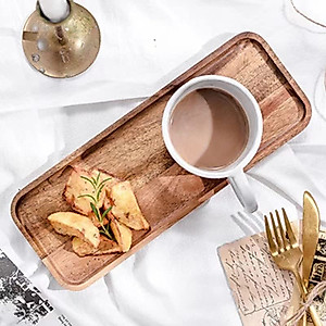 Set of 3pcs Solid Acacia Wood Serving Trays (11 x 4.1 inches) Rectangular Wooden Serving Platters for Home Decor, Food, Vegetables, Fruit, Charcuterie, Appetizer Serving Tray, Cheese Board Plate
