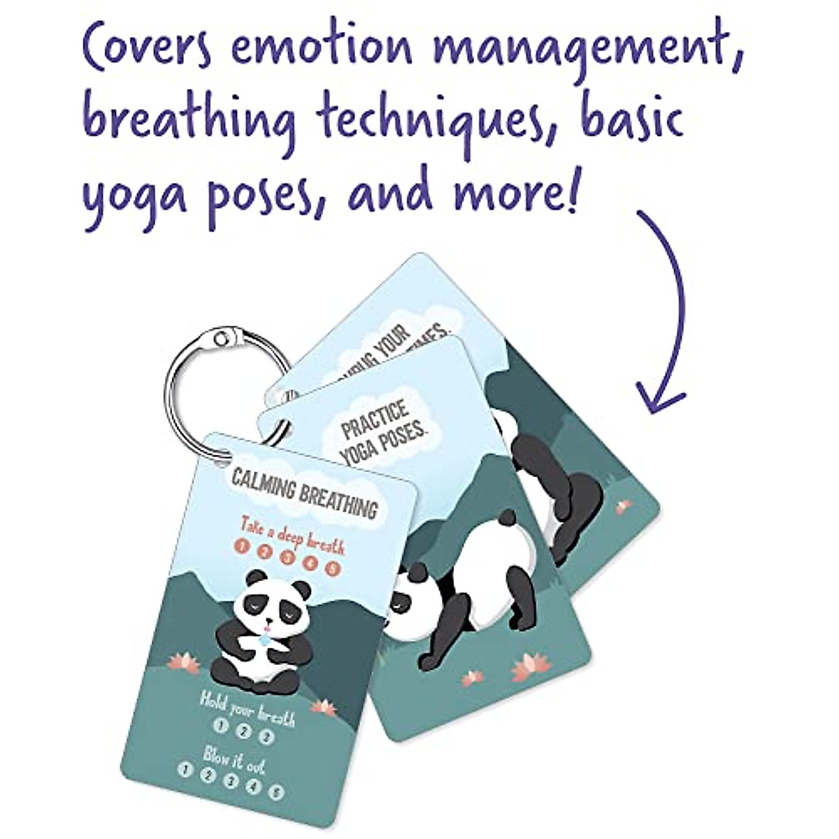 Carson Dellosa Be Clever Wherever Things on Rings Calming Strategies, PreK-Grade 5, Book Ring and Calming Strategies, Breathing Techniques, Yoga Poses, Counting Exercises Flash Cards (16 pc)