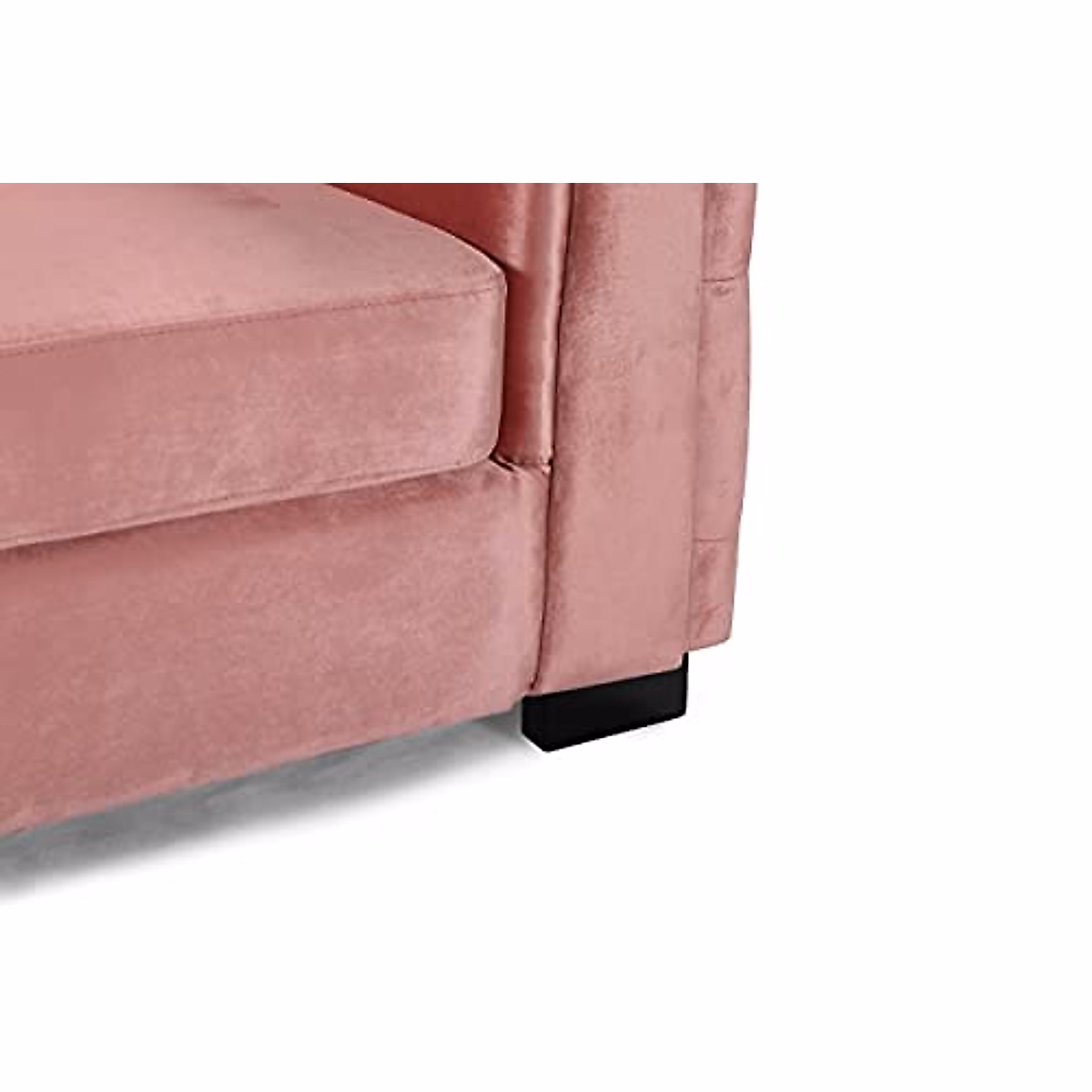 Iconic Home Saratov Sofa Velvet Upholstered Button Tufted Curved Shelter Arm Design Espresso Finished Wood Legs Modern Transitional Blush