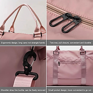 WPODAR Gym Bag for Women, Pink Duffle Bag Tote Bag Shoulder Bag Travel Bag for Women for Plane, Duffle Bag for Swimming Yoga with Dry Wet Separated Pocket for Training