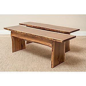 Live Edge Wooden Bench – Solid Wood Dining Bench – Rustic Home Décor Furniture – Natural Edge Wooden Slab Bench (4' Long, Walnut Wood with Clear Coat)