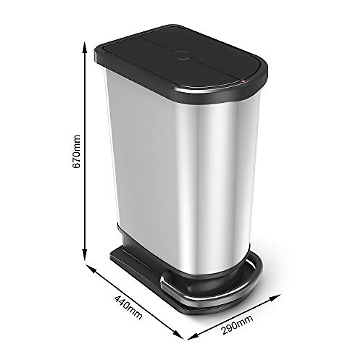 Rotho Paso Refuse Pedal Bin Duo 50 Litre, in-Mould Labelling Silver Metallic, One Size