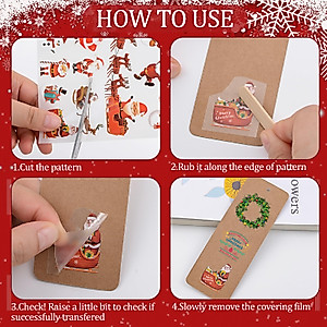 WANDIC 16 Sheets Rub On Transfer Stickers, Christmas Theme Stickers Aesthetic Decor Transfer Stickers for Scrapbook Journal Planner Album,4 * 6in