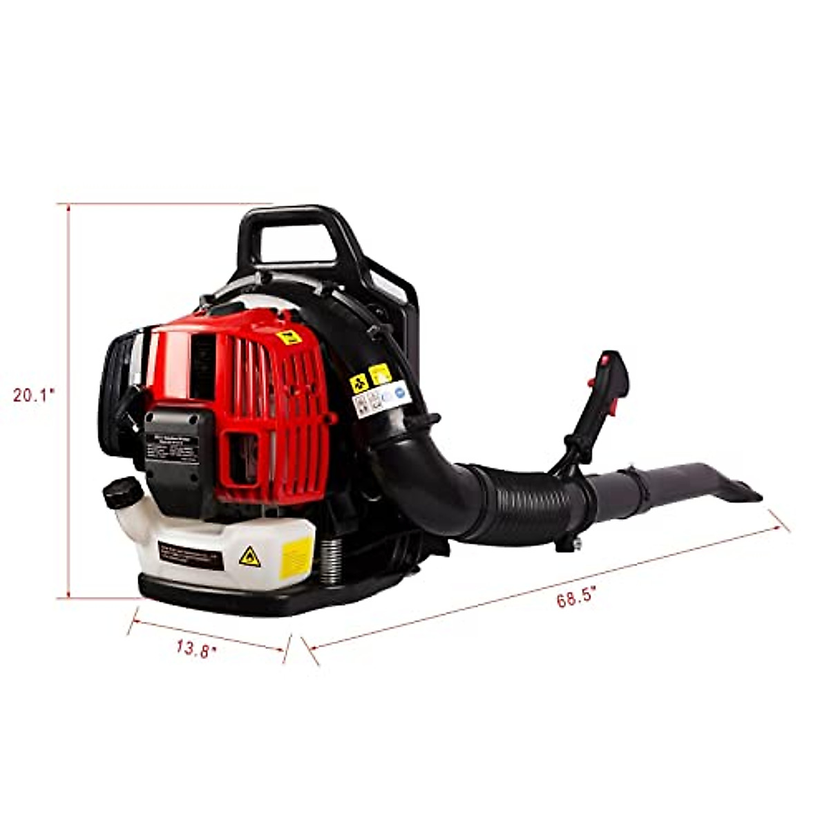 Voohek Backpack Leaf Blower Gas-Powered, 52cc 2-Cycle Engine, Gasoline Blower, 530CFM, 248MPH, Red