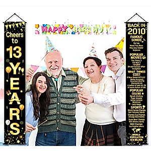 Thirteenth Birthday Decoration 2 Pieces 13th Birthday Party Decorations Cheers to Years Banner Party Decorations Welcome Porch Sign for Years Birthday Supplies (13th-2010)