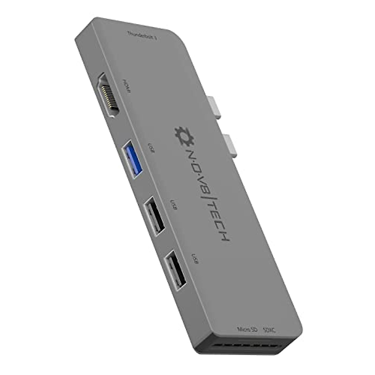 NOV8Tech USB C Hub – Multiport Adapter for MacBook Pro/Air – 7 in 2 USB C Docking Station - Thunderbolt hub – HDMI to USB C Dongle – SD Card Reader for Mac (Space Gray)