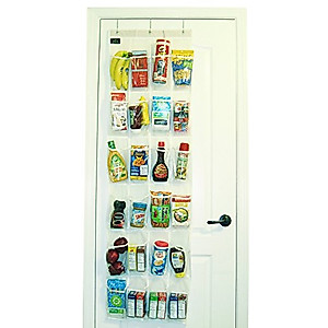 Regal Bazaar Over-The-Door Hanging White Pantry Organizer and Kitchen Storage Unit with 24 Crystal-Clear Vinyl Pockets and 3 Metal Hooks