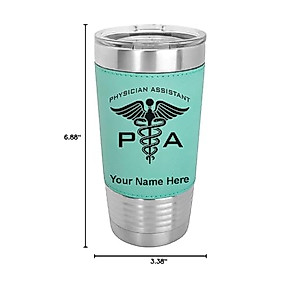 LaserGram 20oz Vacuum Insulated Tumbler Mug, PA Physician Assistant, Personalized Engraving Included (Faux Leather, Teal)