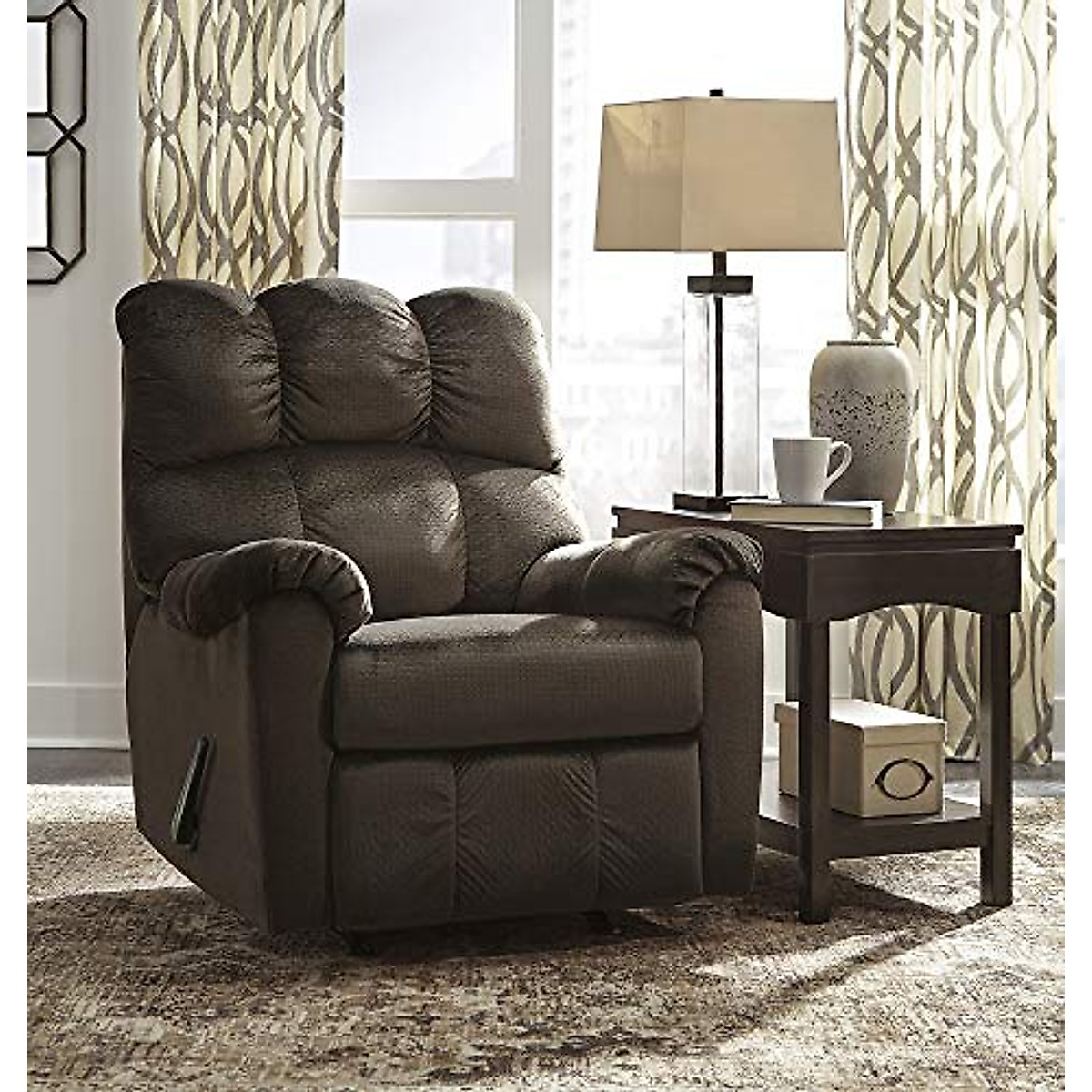 Signature Design by Ashley Foxfield Casual Manual Rocker Recliner, Dark Brown