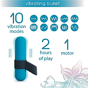 plusOne Bullet Vibrator for Women with Finger Sleeve - Mini Vibrator Made of Body-Safe Silicone, Fully Waterproof, USB Rechargeable - Personal Massager with 10 Vibration Settings Teal