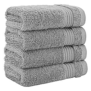 Cotton Paradise Washcloths for Bathroom, 13 x 13 Inch 100% Turkish Cotton Towels Soft Absorbent Luxury Washcloths, Small Hand Face Towels, Light Gray Washcloths