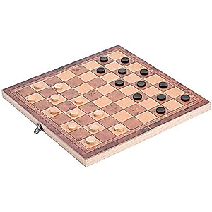 3 in 1 Wooden Chess Set, Folding Board Chess International Checkers Portable Chessboard Game Board Set (29*29cm)