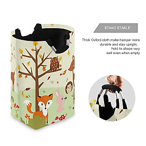 senya Forest Fox with Owls Large Storage Basket Collapsible Organizer Bin Laundry Hamper for Nursery Clothes Toys