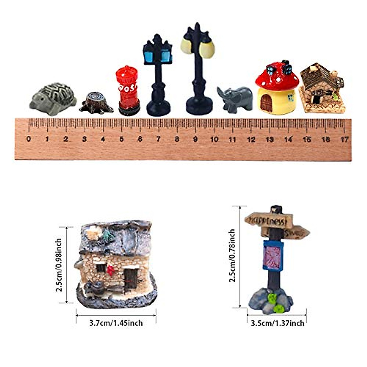 Aulufft 109 Pieces Miniature Fairy Garden Accessories Set, Mini Fairy House Ornament Kit Animals Plant Fence Bridge Figurines Micro Landscape Accessories for DIY Dollhouse Decoration