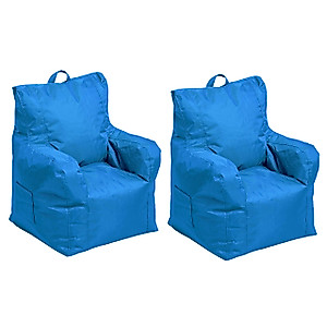 Cali Little Bear Sack Bean Bag Chair, Dirt-Resistant Coated Oxford Fabric, Flexible Seating for Children, Kid's Furniture for Bedrooms, Playrooms, Daycare, Preschool - French Blue (2-Pack)