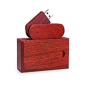 Wood 2.0/3.0 USB Flash Drive USB Disk Memory Stick with Wooden Box (3.0/128GB, Red Wood)