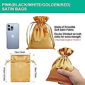 BeiLeiNiceHK 30pcs Satin Gift Bags Golden Drawstring Bag, Gift Pouches For Christmas, Wedding Favor Bags, Baby Shower Bag, Small Jewellery Pouch 5X7 Inch