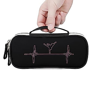 Ballet Heartbeat Pencil Pen Case Portable Pen Bag with Zip Travel Makeup Bag Stationery Organizers for Home Office