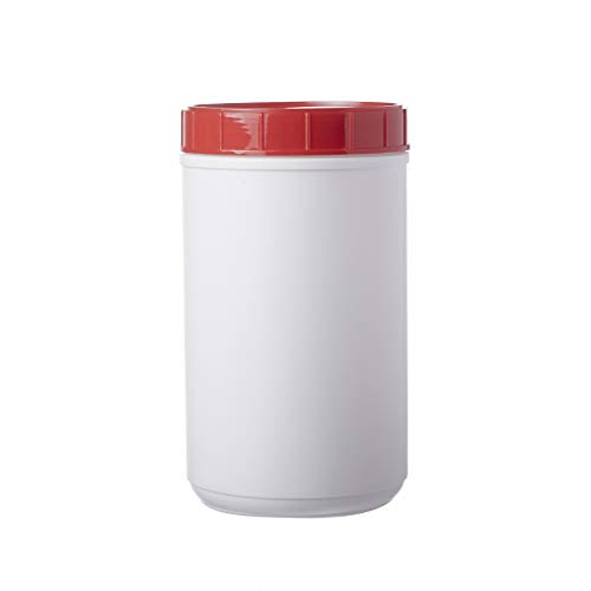 Consolidated Plastics 42597 HDPE Canister, White Canister/Red Lid, 85 oz., 12 Piece