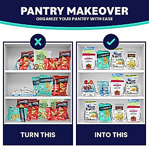 ELTOW 6 Pack Snack Organizer for Pantry, 3 Compartment Plastic Pantry Organizer Bins with Removable Dividers, Chip Organizer for Pantry, Food Packets, Spices, Condiments, Fridge, Cabinet, Kitchen