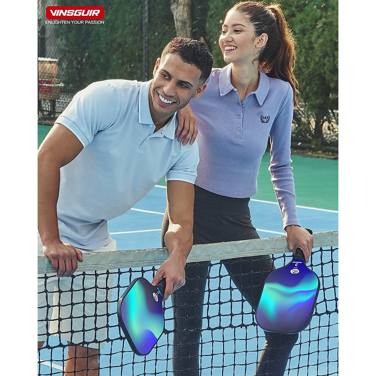 VINSGUIR Pickleball Paddles Set of 4, USAPA Approved Fiberglass Pickleball Set with 4 Pickle Balls, Lightweight Carrying Bag, Pickleball Gifts for Beginners & Pros (4 Rackets)