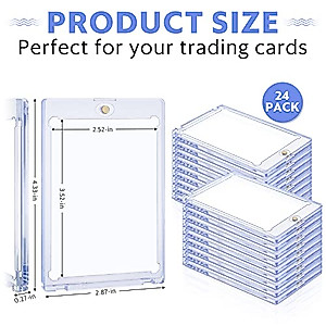 35pt Magnetic Card Holder for Trading Cards, 24 Pack Baseball Cards Protectors Hard Plastic for Collectible Sports Cards Acrylic Display Card Cases Fit 2.5x3.5in