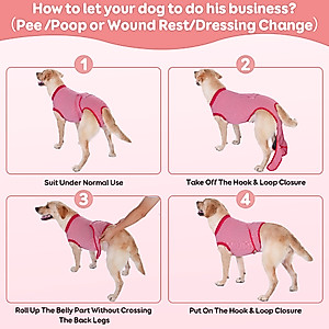 COHYVER Dog Cone, Professional Pet Recovery Shirt Dog Abdominal Wounds Bandages for Male Female, Pet Surgical Snugly Suit After Surgery, Anti-Licking Dog Onesies, Size L Red Stripes