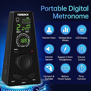 Digital Metronome with Timer, Electronic Vocal Metronome for Piano Guitar Violin and Other Instrument, Adjustable and Timed
