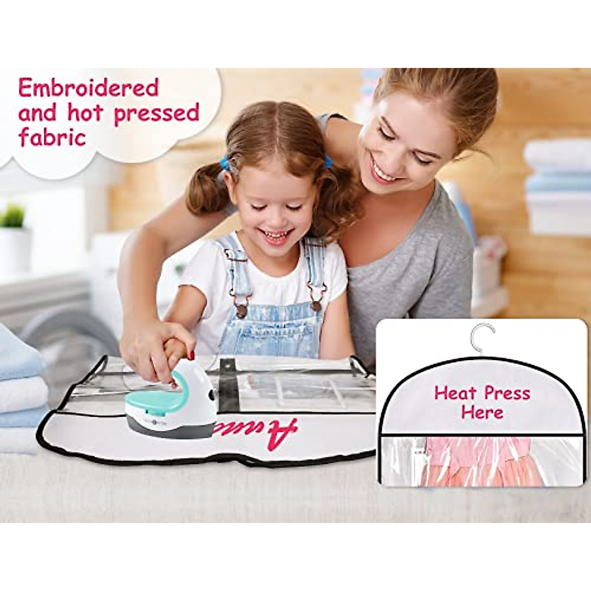 KIMBORA Clear Dance Costume Garment Bag for Dancers 3 Zippered Pockets Kids Embroiderable Competitions Bags, Clothes Cover for Girls Dress(3 Packs)