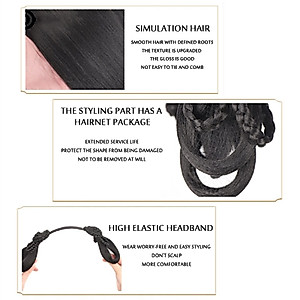 VIORED Hair Bun Hair Extensions Synthetic Ancient Chinese Hair Bun Wig Hanfu Headdress Elegant Ancient Headdress Accessories Wig Black Lady Wig Hair Pieces (Color : 003)