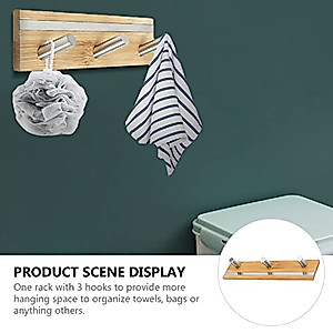 Bamboo Hook Wooden Bathroom Towel Coat Hooks Bathroom Towel Rail Rack Adhesive Rail Rack Hook Wall Mounted Wall Coat Rail Rack Hook Aisle Toilet Stainless Steel