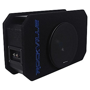Rockville RMW8P 8" 800w Shallow Car Subwoofer+Tunnel Slot Ported Sub Enclosure, Black